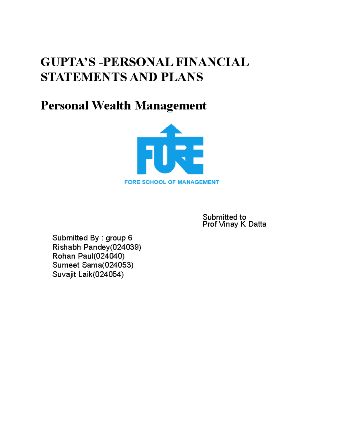 Married couples case - study notes - GUPTA’S -PERSONAL FINANCIAL ...