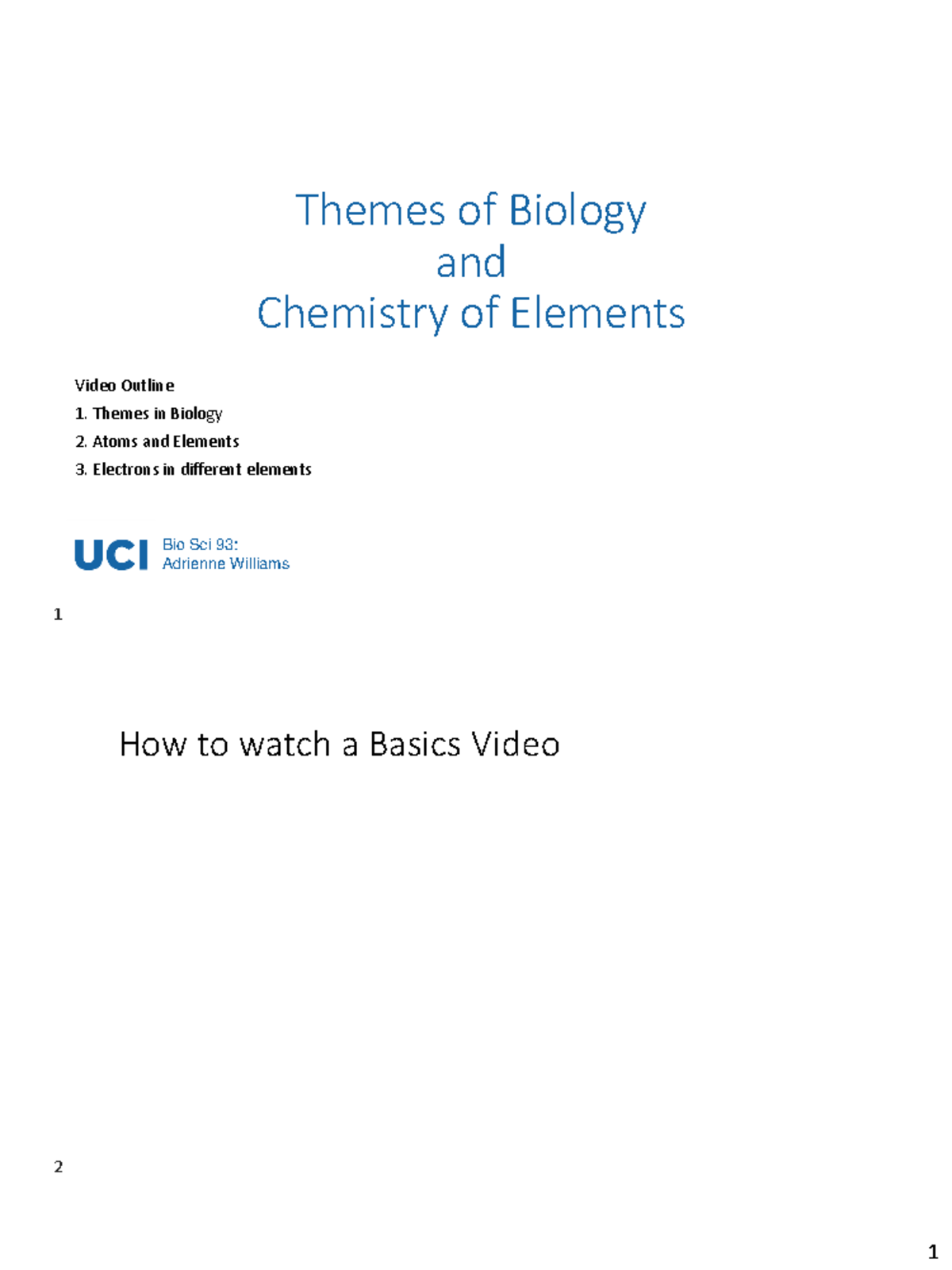 01 Chemistry of elements notes - Themes of Biology and Chemistry of ...