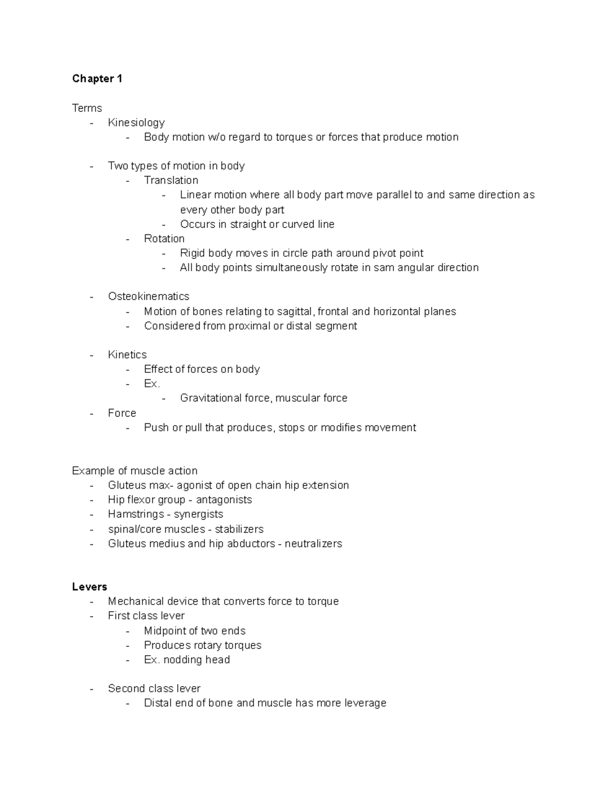 Kinesiology - introduction - Chapter 1 Terms Kinesiology Body motion ...