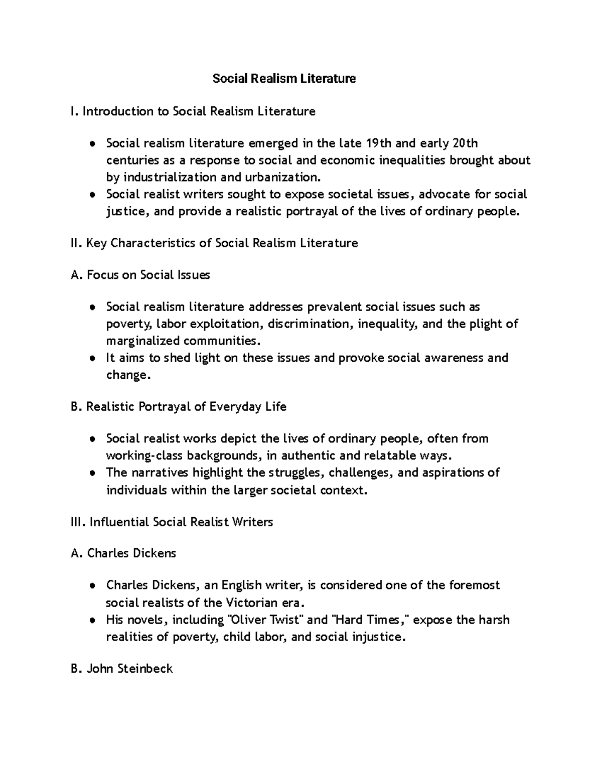 Social Realism notes - Social Realism Literature I. Introduction to ...