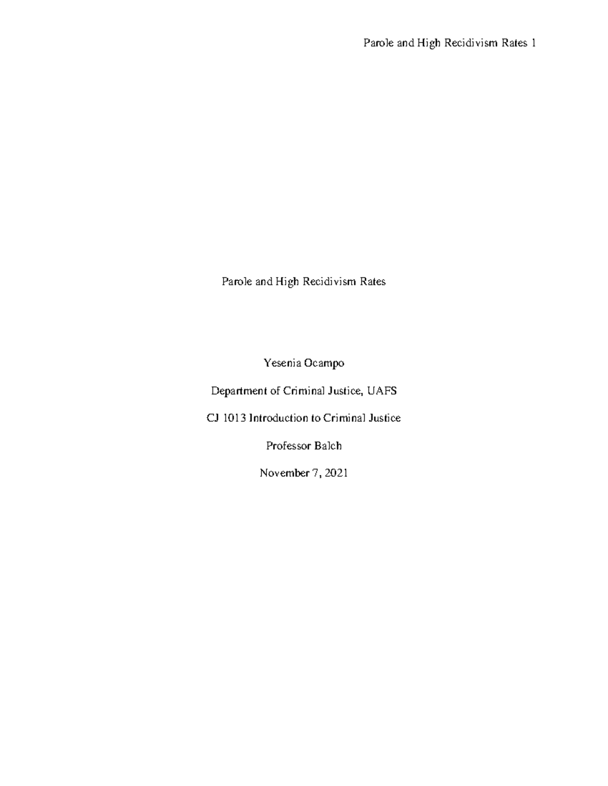 Parole and High Recidivism Rates - Parole and High Recidivism Rates ...