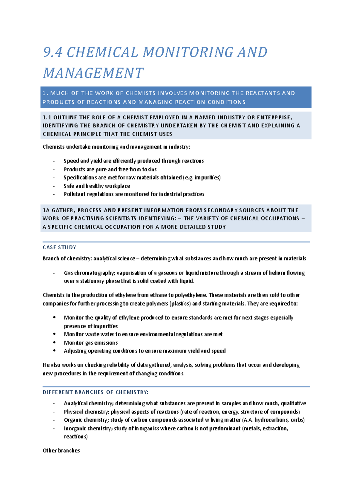 9 - work - 9 CHEMICAL MONITORING AND MANAGEMENT 1. MUCH OF THE WORK OF ...