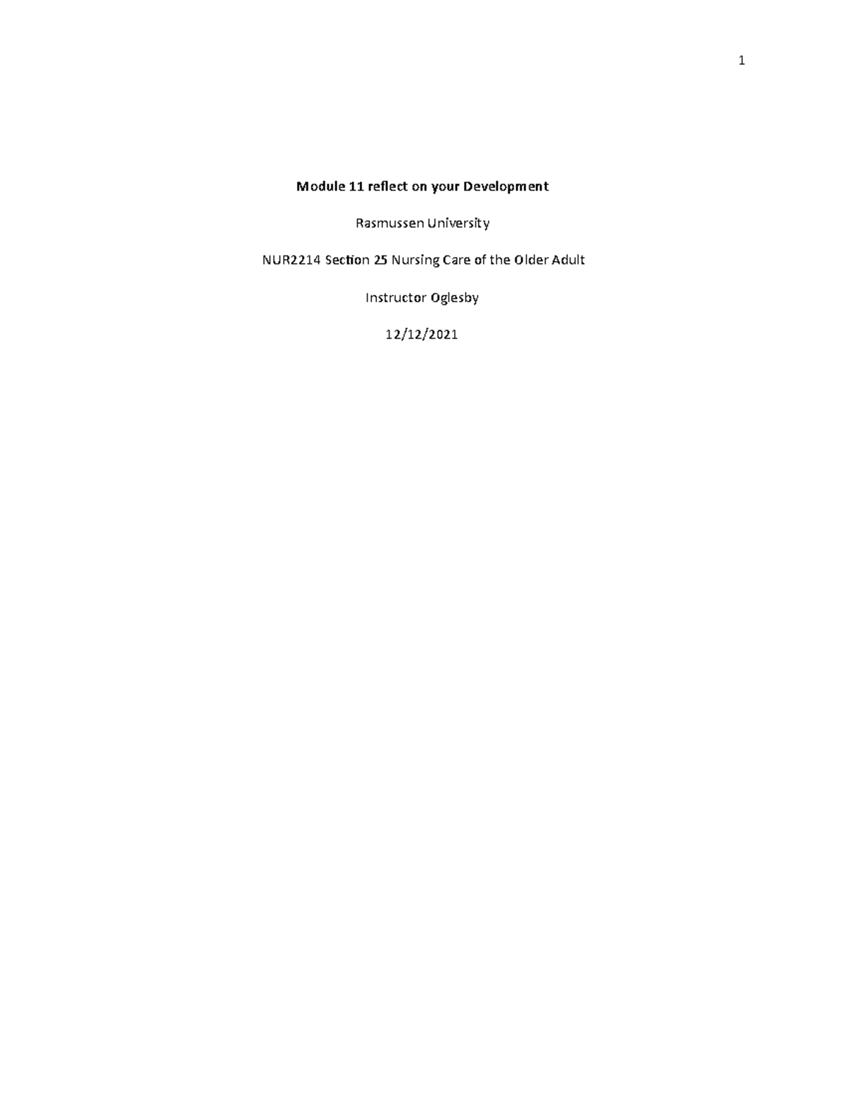 Module 11 reflection paper - Module 11 reflect on your Development ...