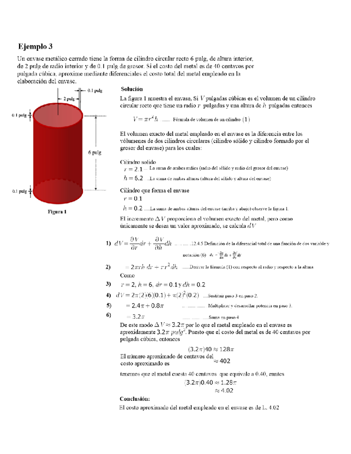 Volúmenes de solidos de revolución - Ejemplo 4 Las dimensiones de una ...