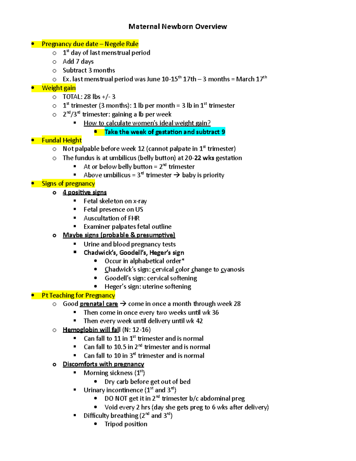 Maternal Newborn Overview Mark K - Maternal Newborn Overview Pregnancy ...