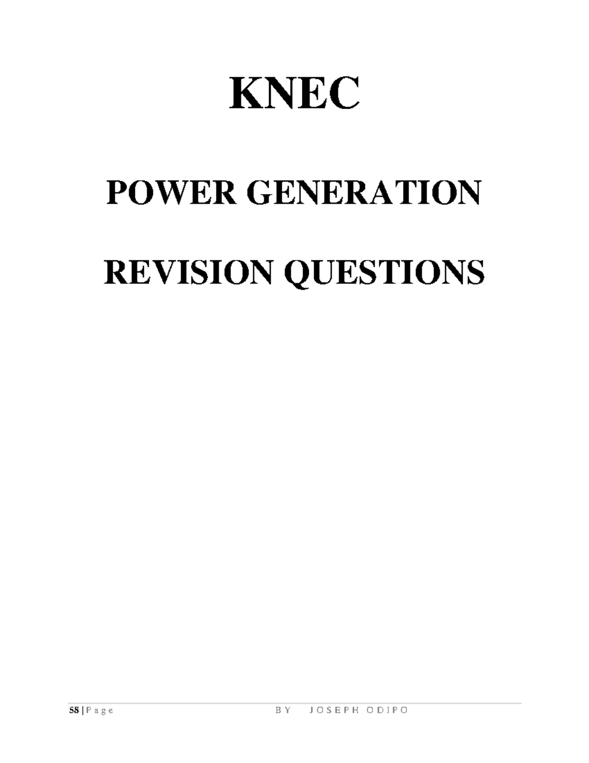 EGT Revision question - notes - KNEC POWER GENERATION REVISION ...