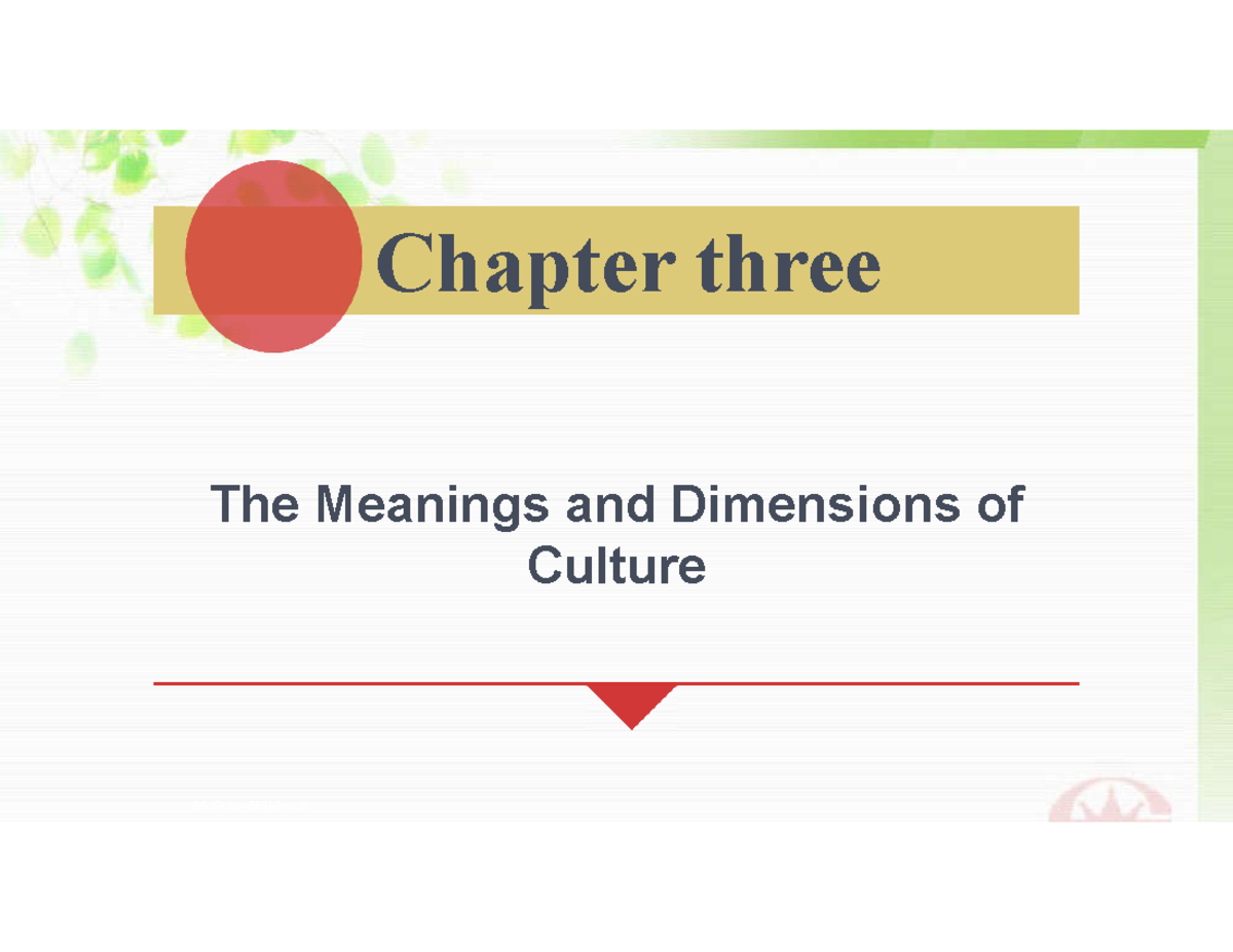 Chapter 3. The Meanings and Dimensions of Culture - The Meanings and Dimensions of Culture ...