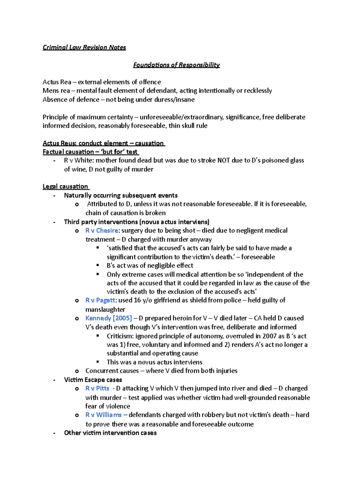 Criminal Law Revision Notes - Criminal Law Revision Notes Foundations ...