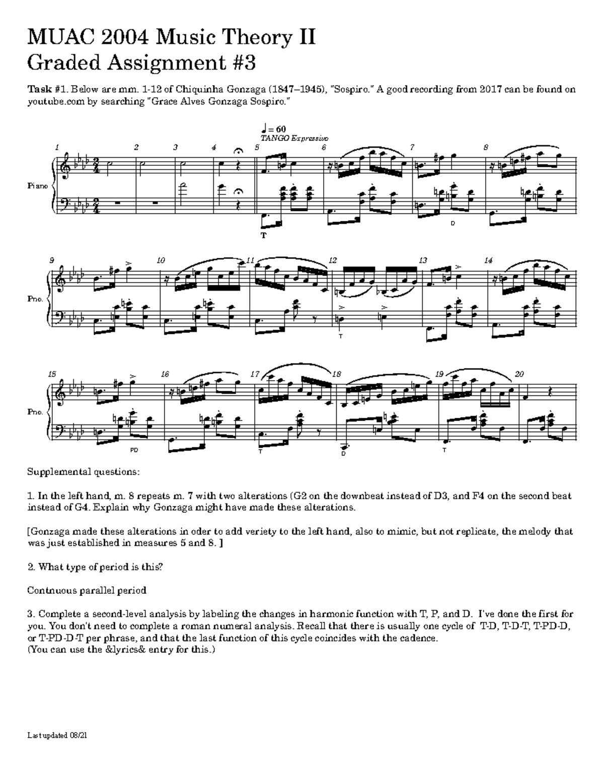 Graded Assignment #3 - Supplemental questions: In the left hand, m. 8 ...