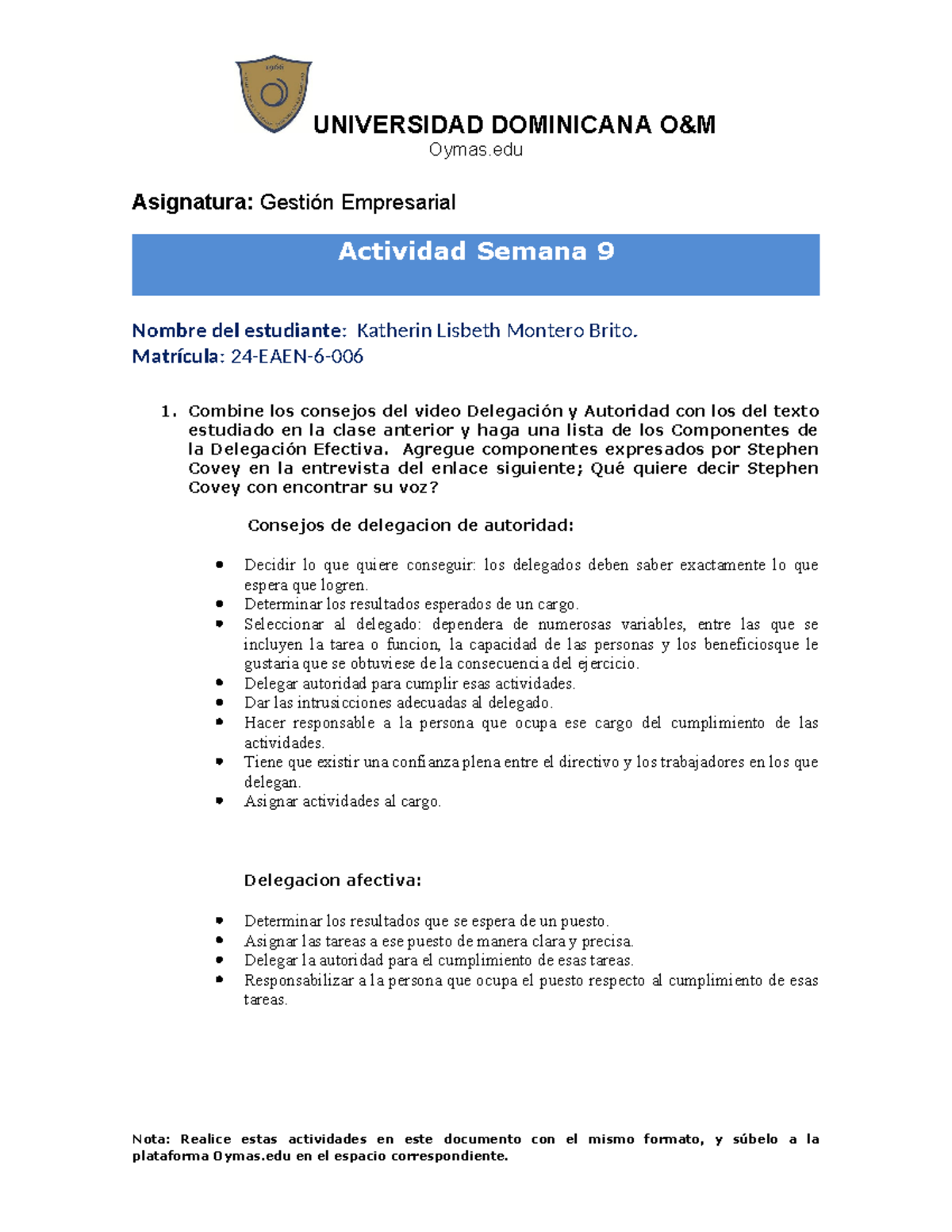 Actividad Semana 9 Gestión Empresarial terminado - UNIVERSIDAD ...