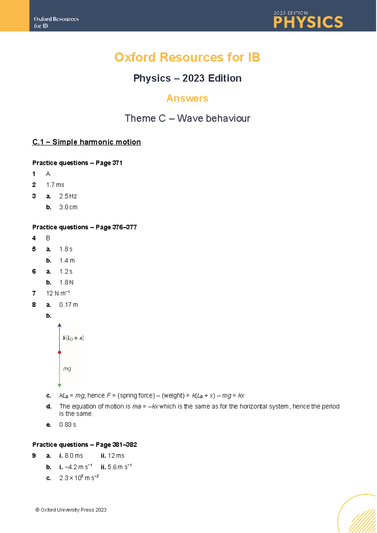 IB Physics Answers Theme C - © Oxford University Press 2023 Oxford ...