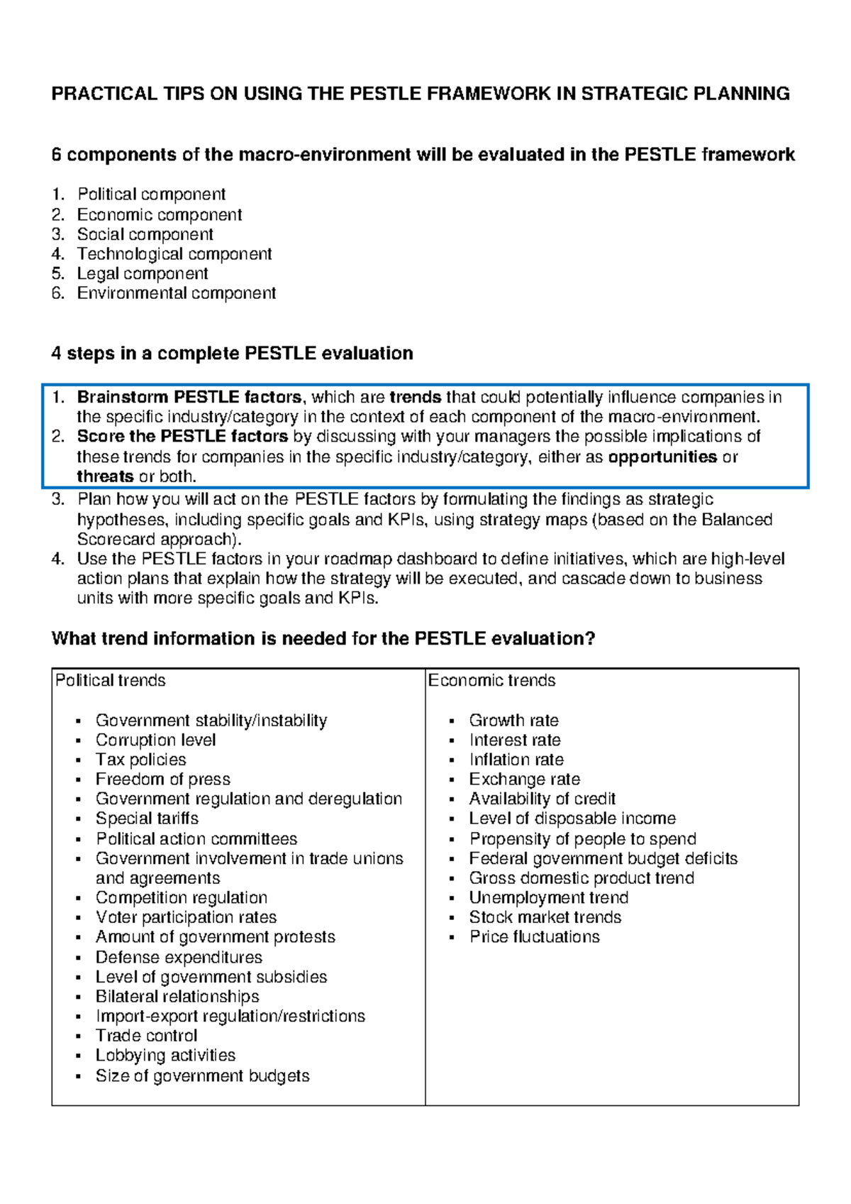 Pestle Framework practical tips 2024 - PRACTICAL TIPS ON USING THE ...