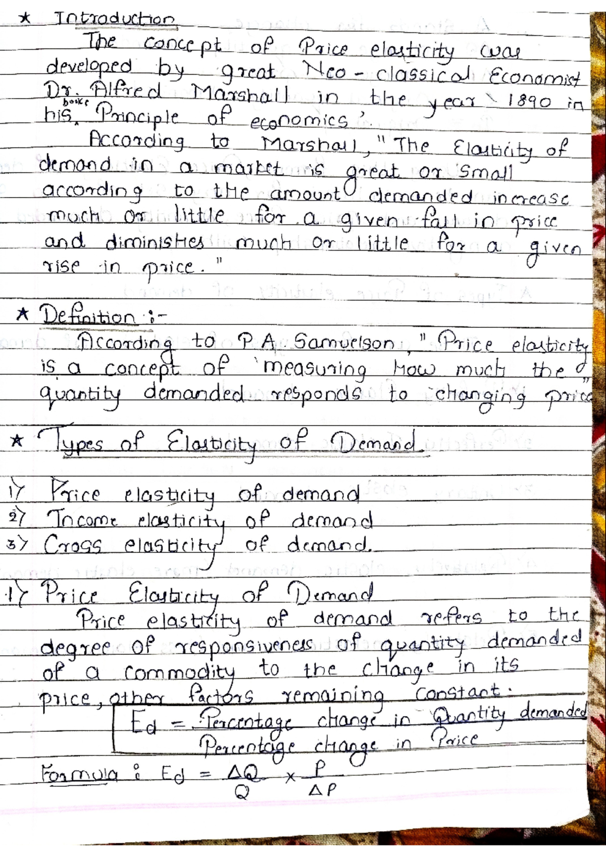 Elasticity of Demand - notes - Introduction The concept of Price ...