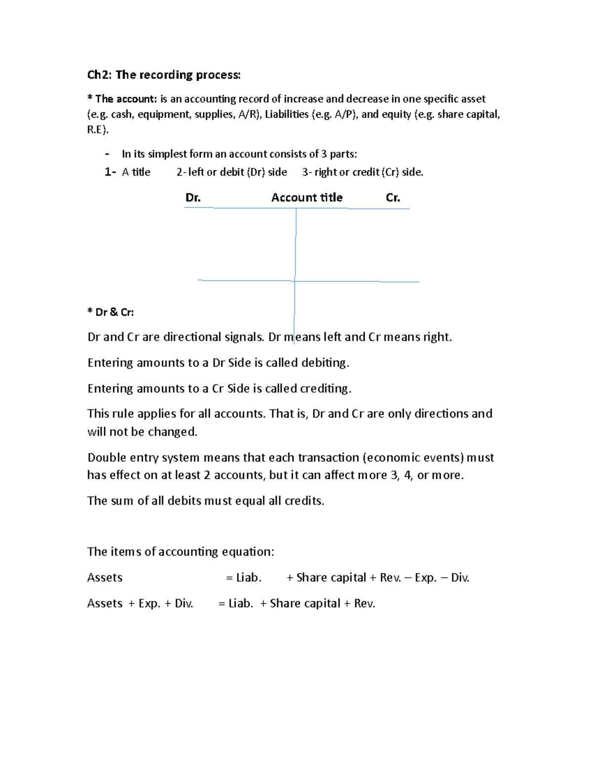 Ch2 the recording process ACC101 - Ch2: The recording process: *** The ...