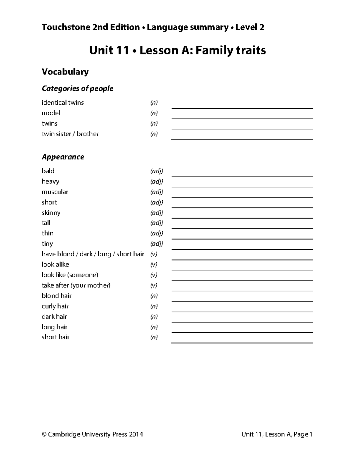 11A 11B 11C 11D merged - unidades - Unit 11 • Lesson A: Family traits ...