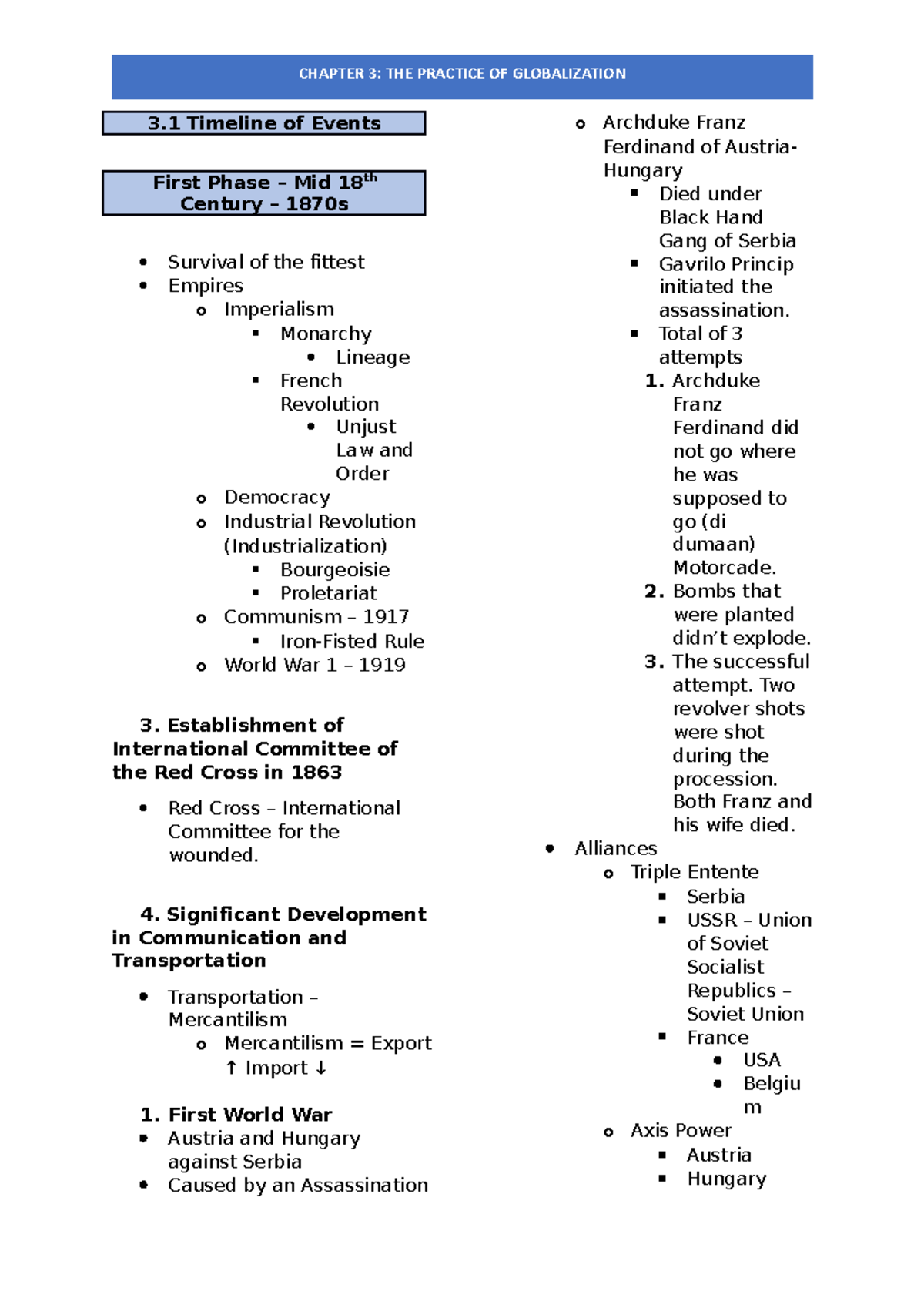 SS1D Notes c3 - 3 Timeline of Events First Phase – Mid 18th Century ...