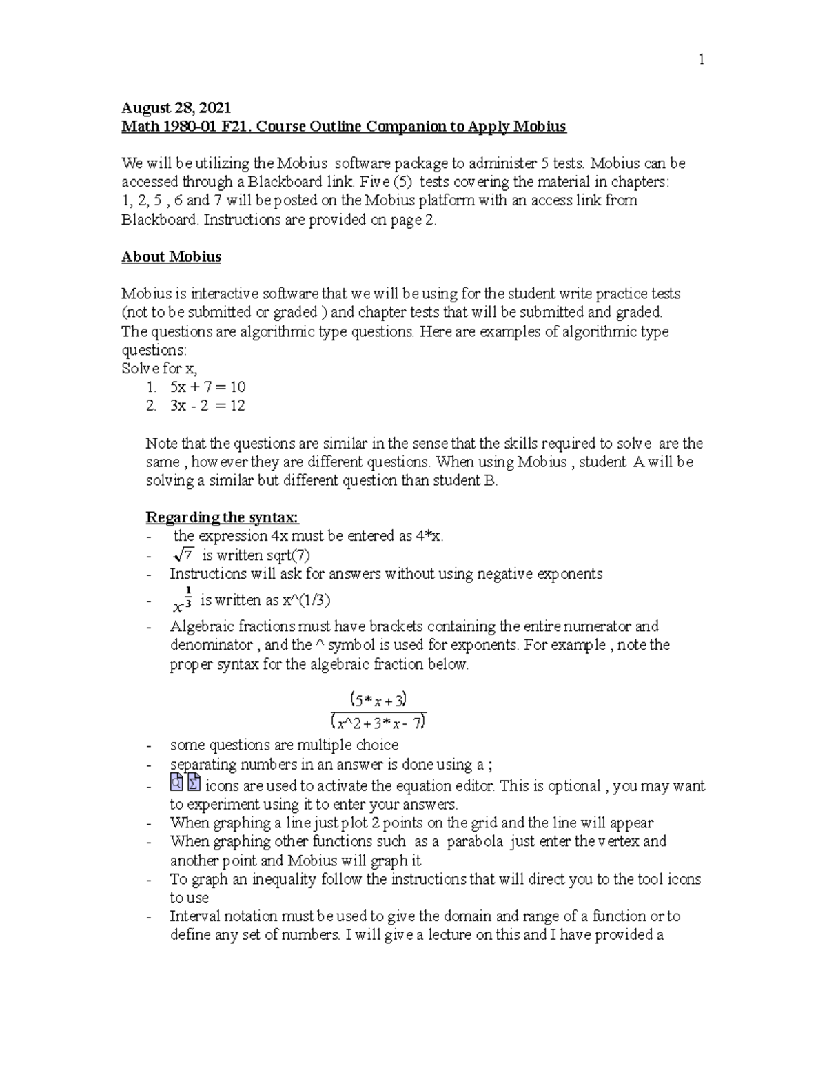 Math 1980-01F21 Mobius - 03 62 194 - U of W - Studocu