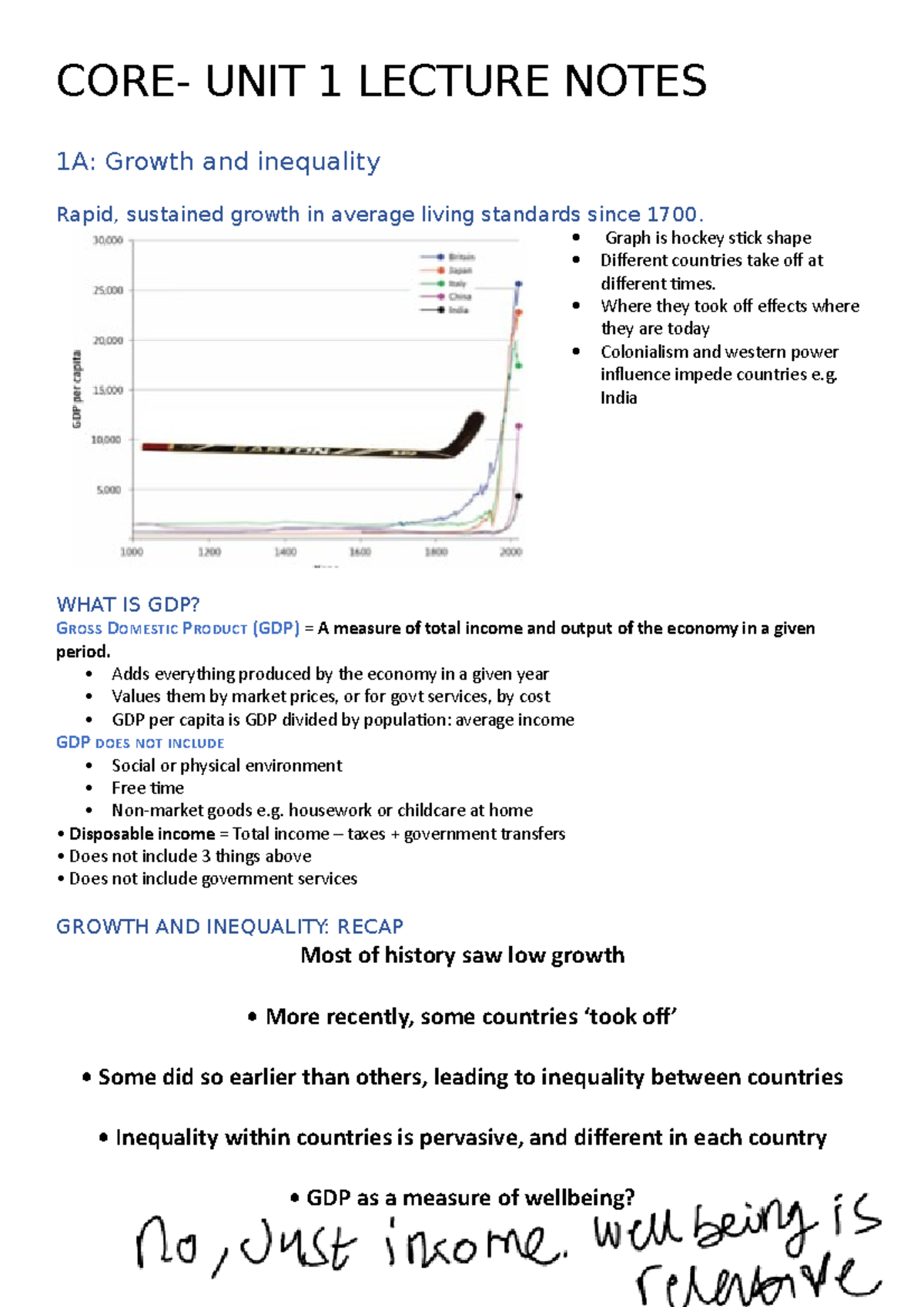 CORE U1 notes 1st batch - CORE- UNIT 1 LECTURE NOTES 1A: Growth and ...