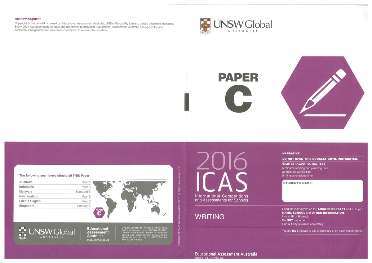 Writing C 2016 - ICAS English Paper C - Studocu