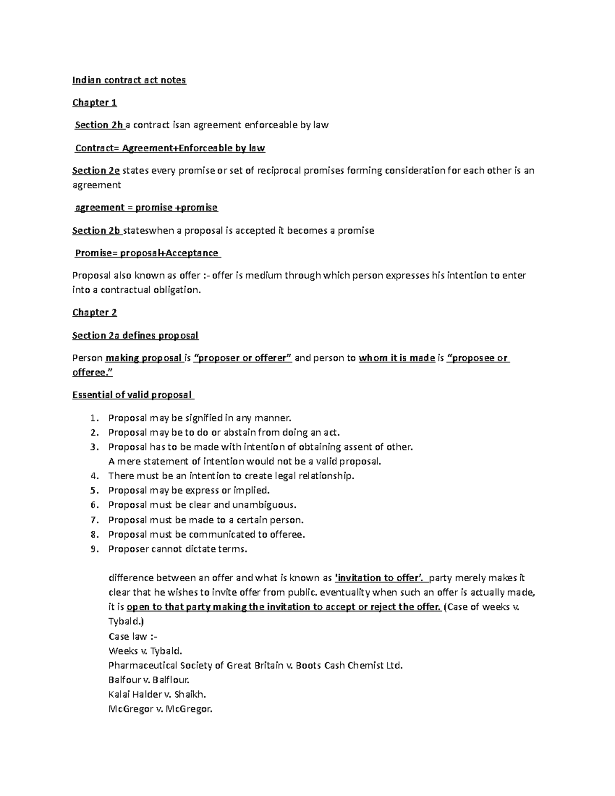 Contract act notes - Indian contract act notes Chapter 1 Section 2h a ...
