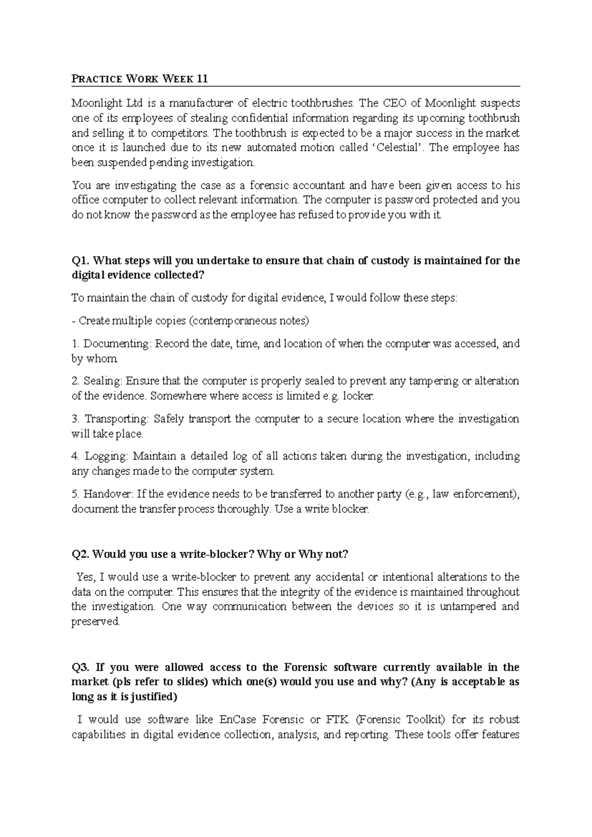 Practice Work Week 11 - Tutorial work for week 11 - PRACTICE WORK WEEK ...