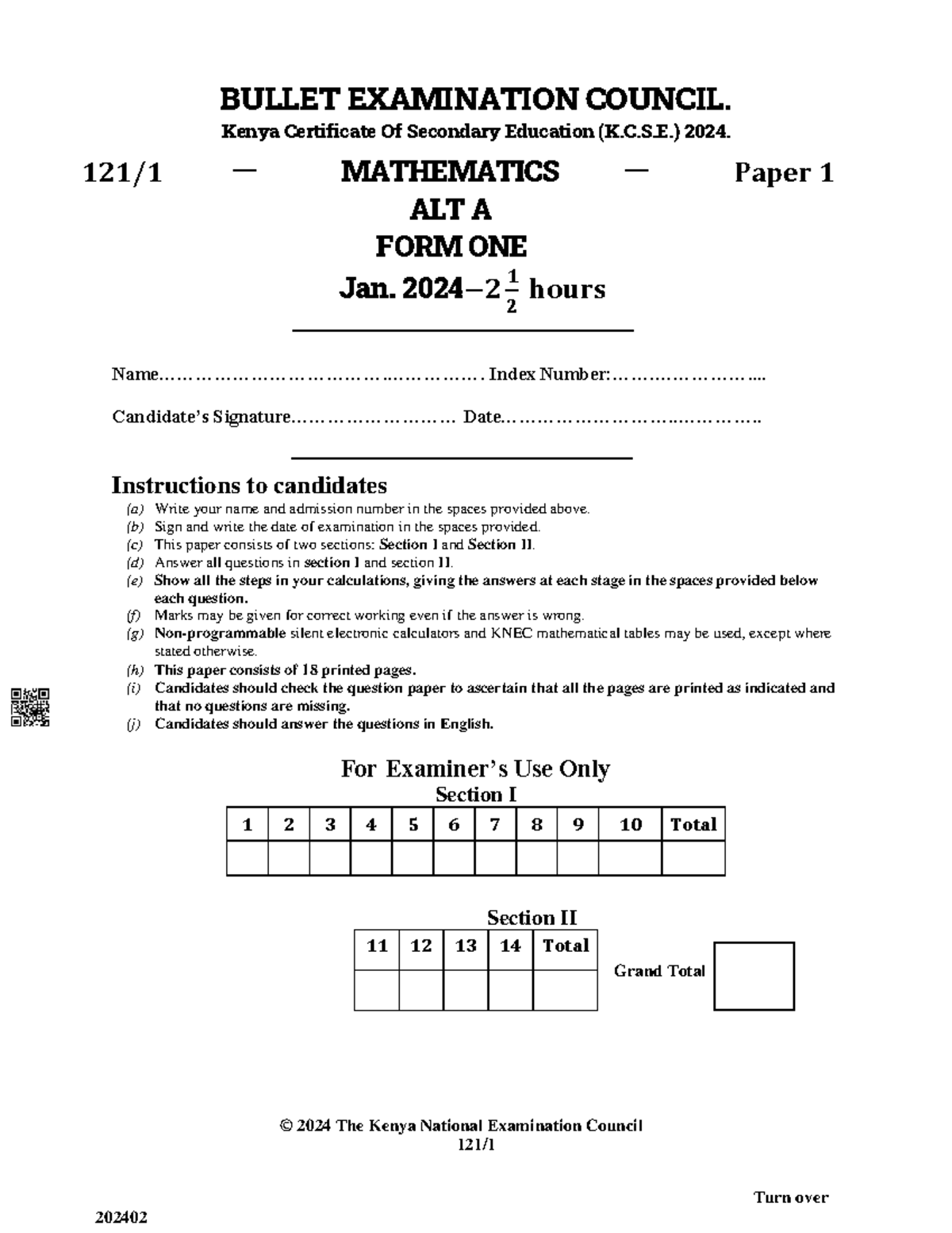FORM 1 Bullet EXAM - revision material - BULLET EXAMINATION COUNCIL ...