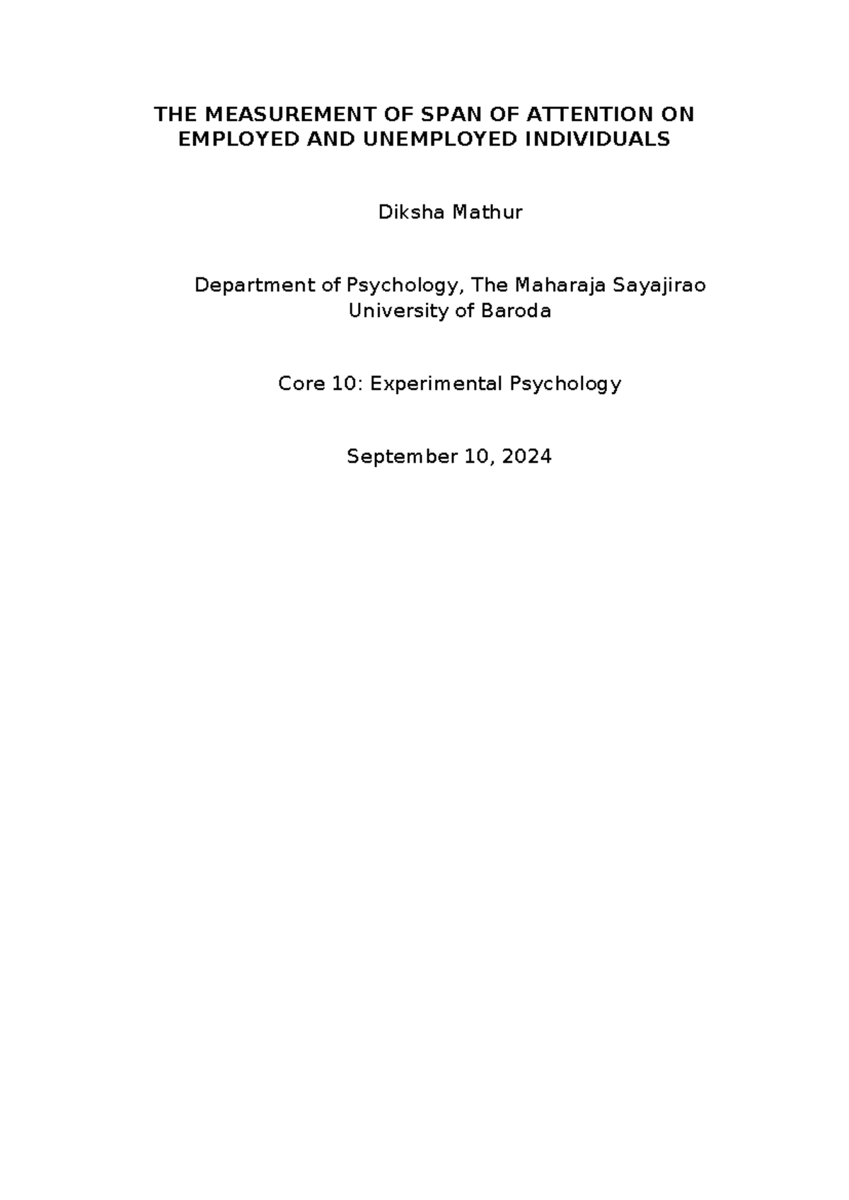 SPAN OF Attention Project - THE MEASUREMENT OF SPAN OF ATTENTION ON ...