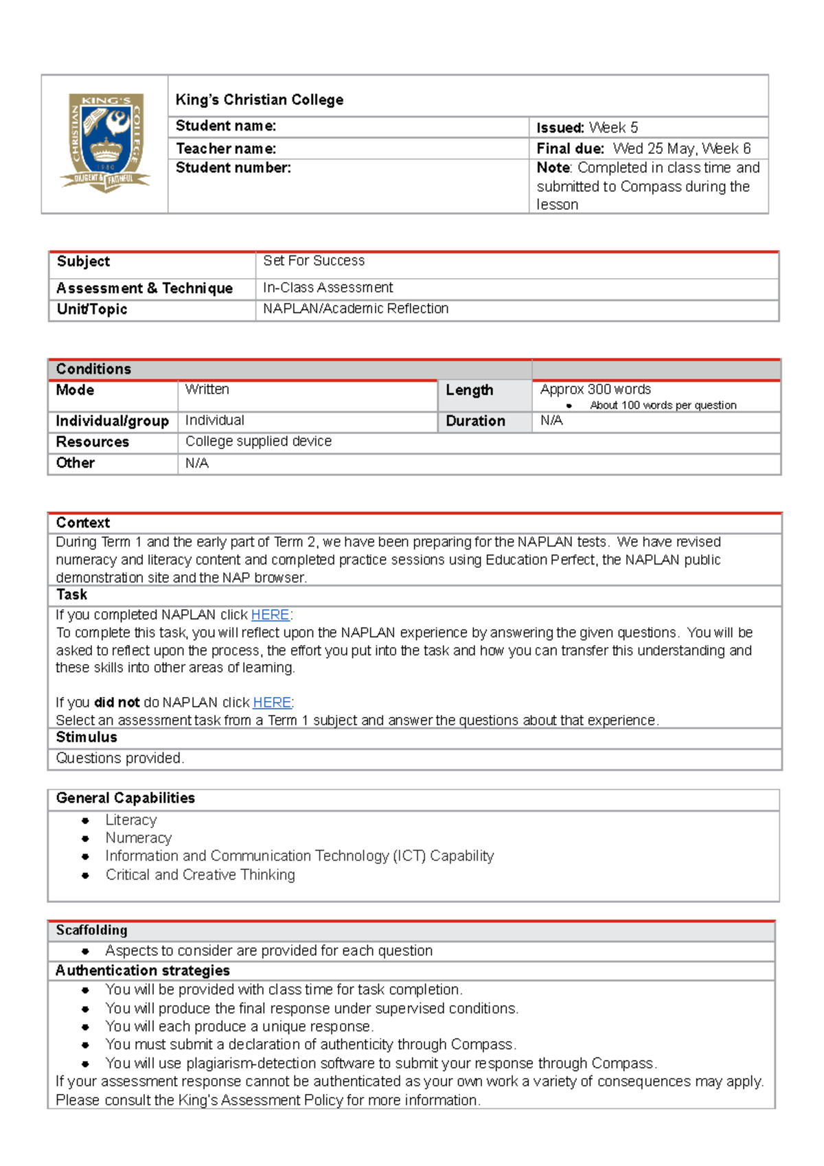 9 SFS 9-IA1- In-Class Assessment - King’s Christian College Student ...