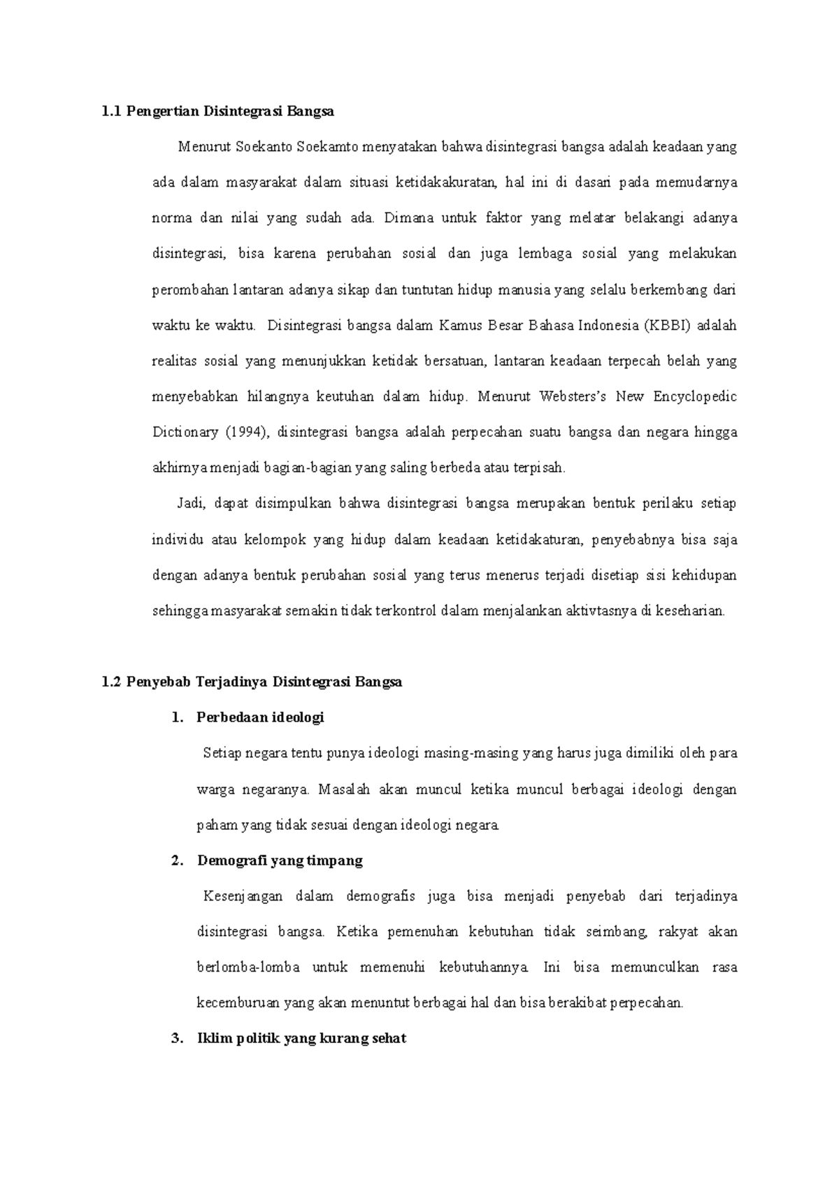 Kewarganegaraan (Disintegrasi Bangsa) - 1 Pengertian Disintegrasi ...