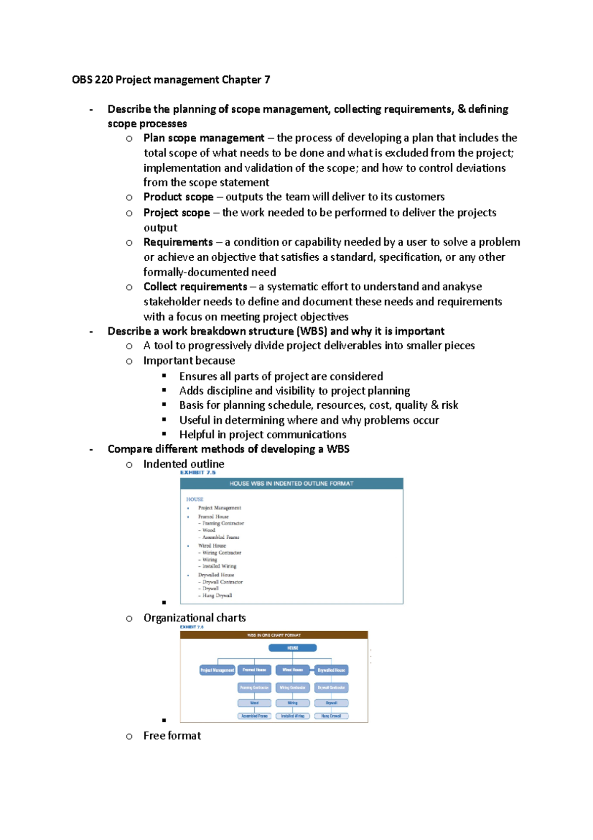 OBS 220 project management Chapter 7 - OBS 220 Project management ...
