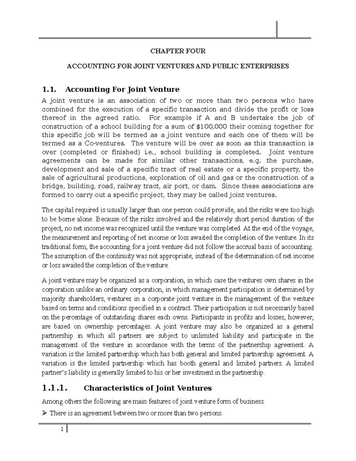 Chapter Four-Joint Arrangements edited - CHAPTER FOUR ACCOUNTING FOR ...
