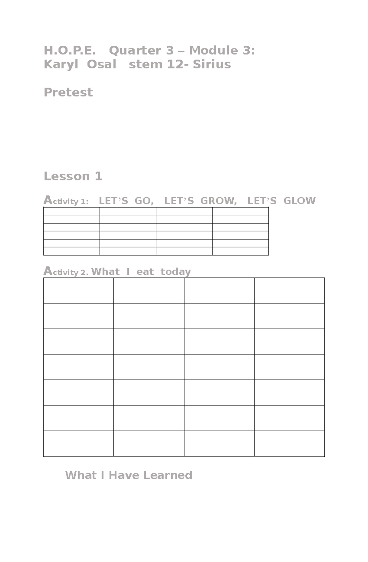 HOPE module 1-4 portrait - H.O.P. Quarter 3 – Module 3: Karyl Osal stem ...