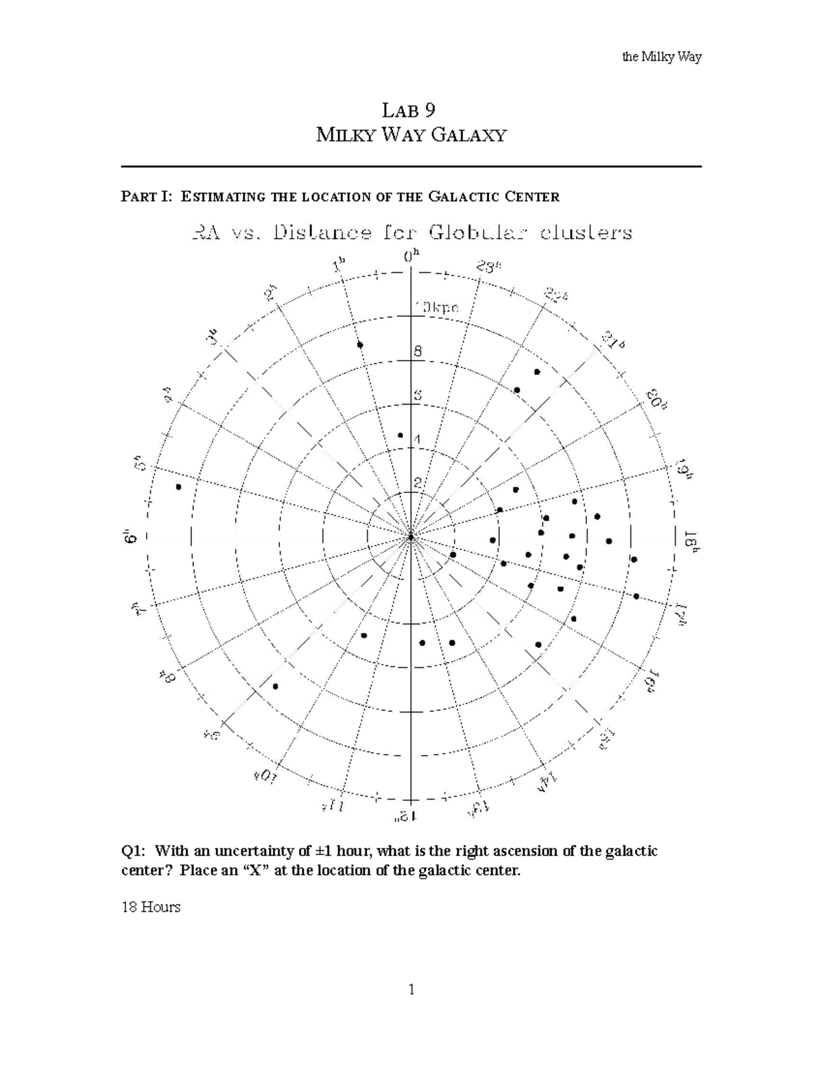 Lab9 Worksheet(1) - lab worksheet - LAB 9 MILKY WAY GALAXY PART I ...