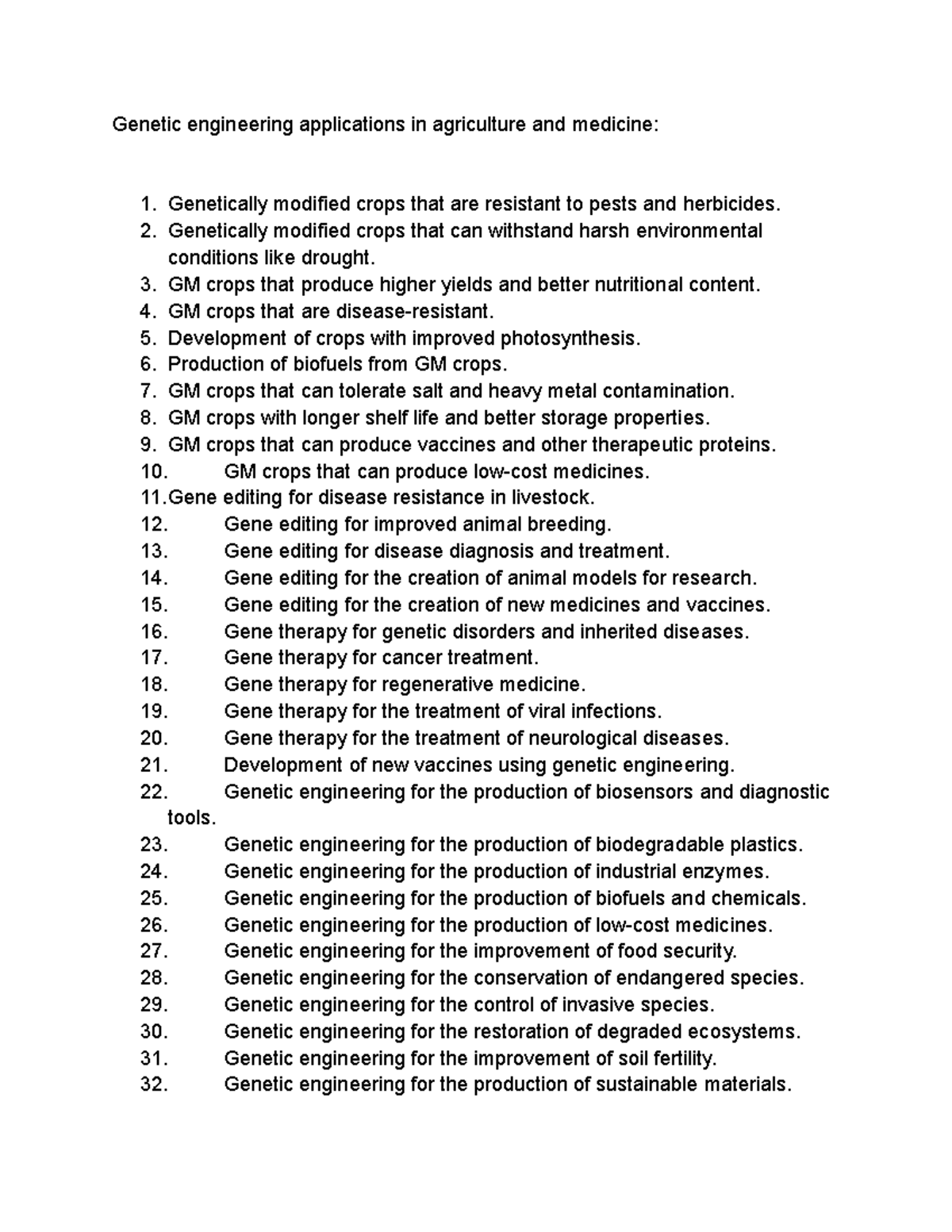 Genetic engineering applications in agriculture and medicine - Genetic ...
