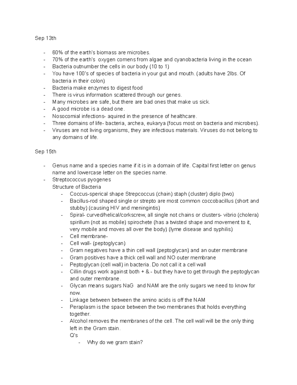 Microbiology notes Unit 1 - Sep 13th 60% of the earth’s biomass are ...