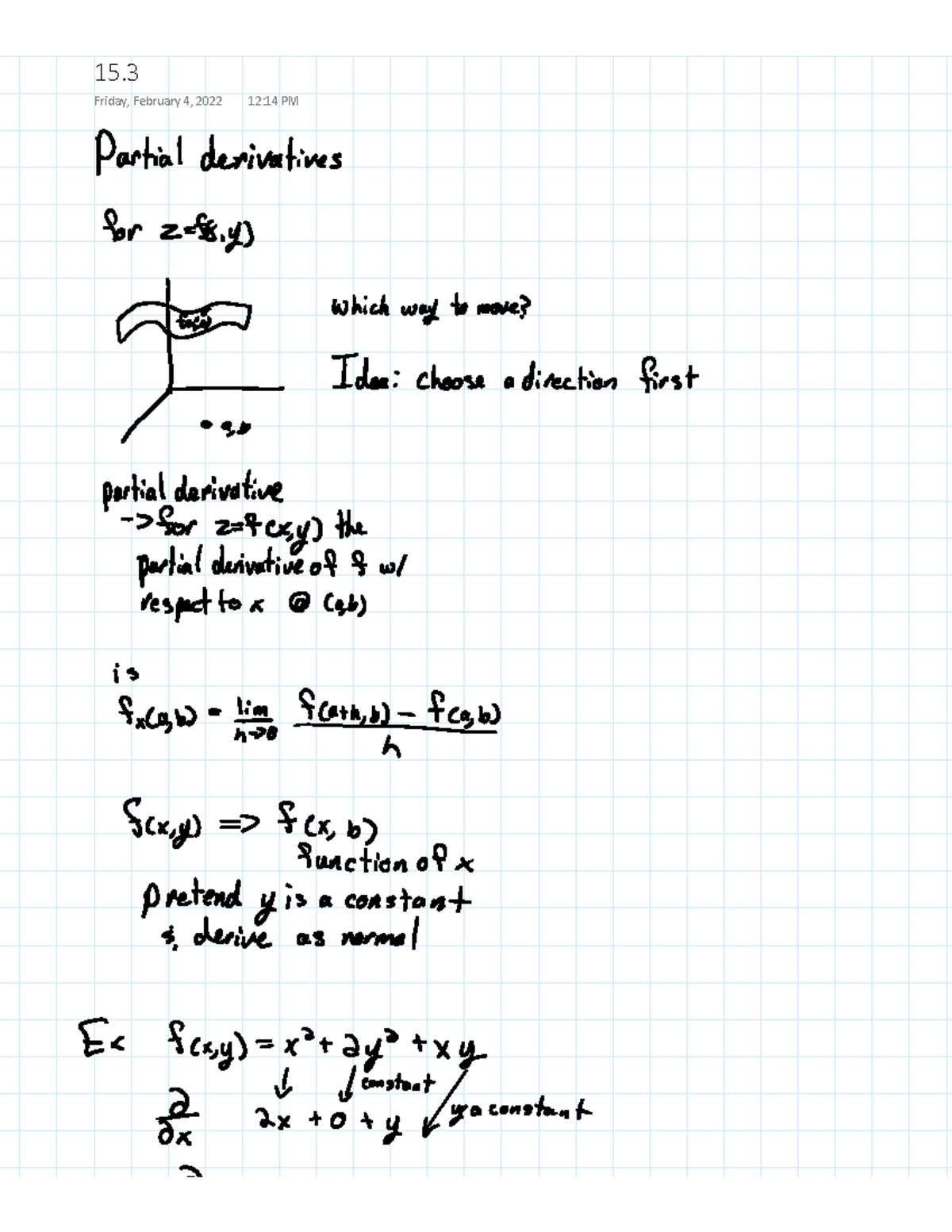 15.3 Partial Derivatives, Calc 3 - MATH213 - ϭρ͘ϯ &ƌŝĚĂLJ͕ &ĞďƌƵĂƌLJ κ͕ ...