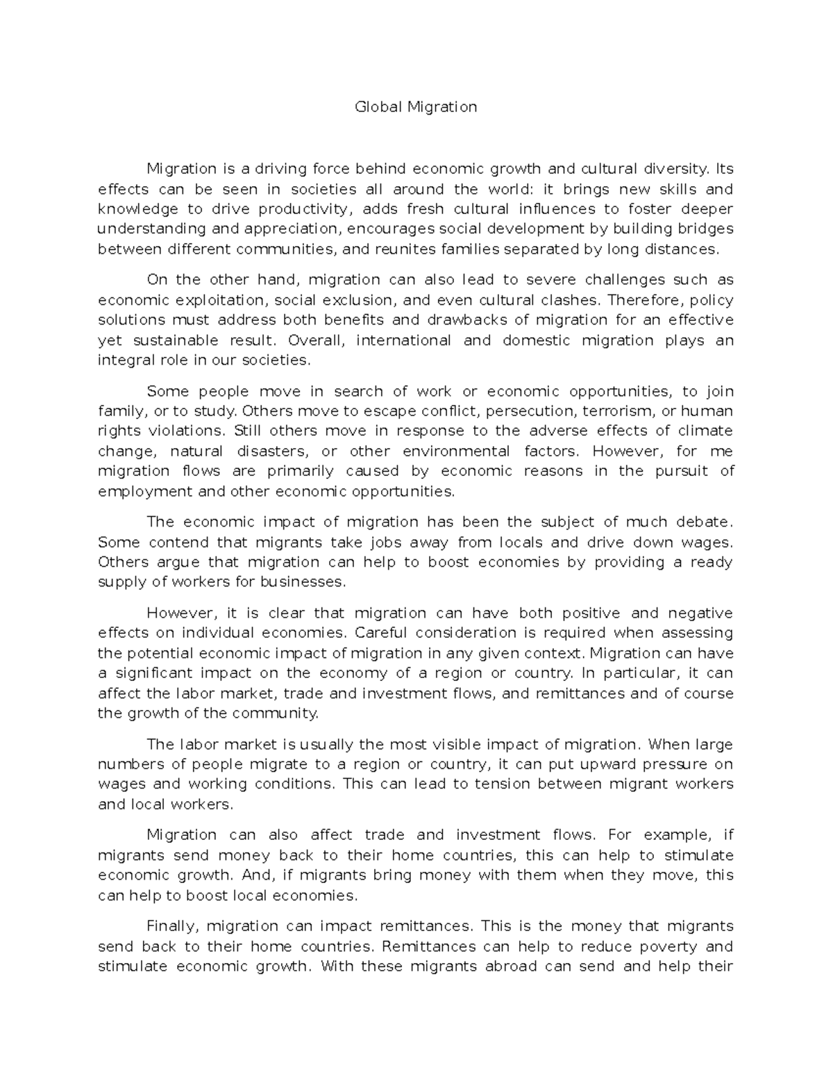 TCW global migration - Global Migration Migration is a driving force ...