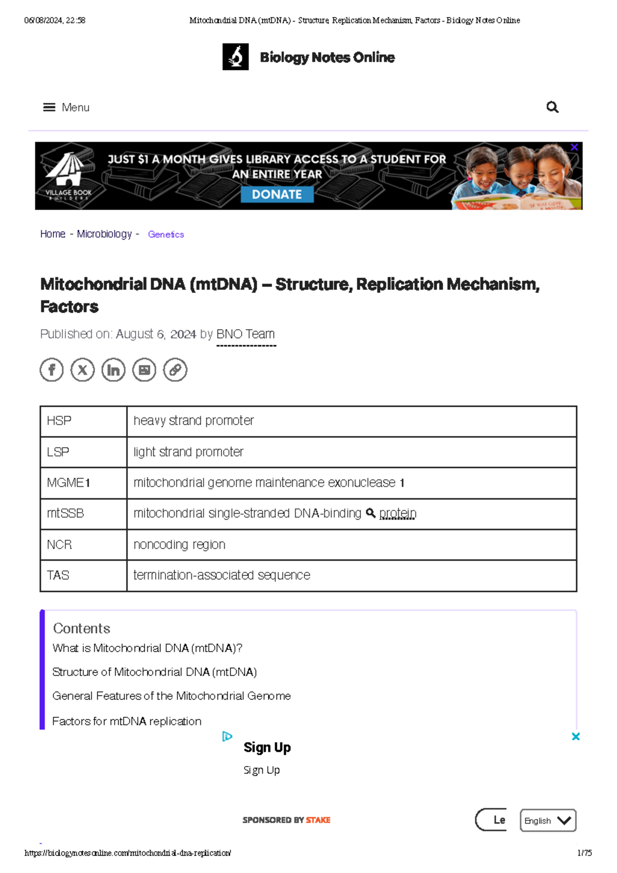 Mitochondrial DNA (mt DNA) - Structure, Replication Mechanism, Factors ...