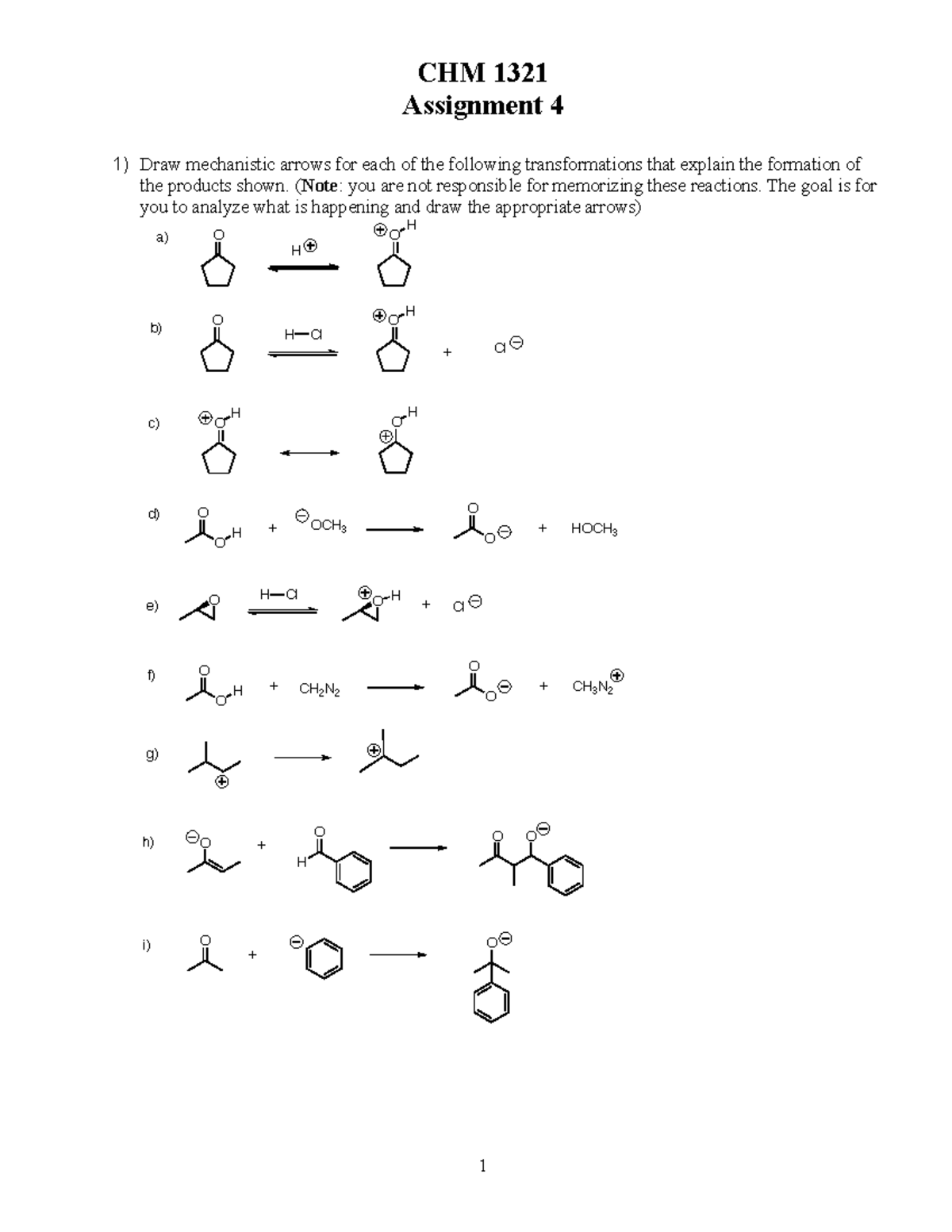 Assignment 4 2020 - practice - CHM 1321 Assignment 4 1) Draw ...