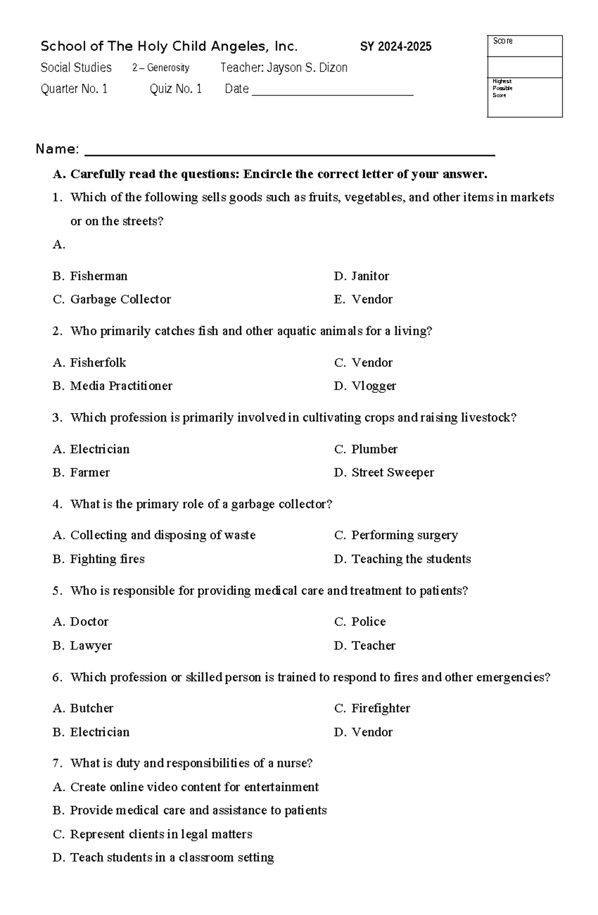 Social- Studies-QUIZ - notes - School of The Holy Child Angeles, Inc ...