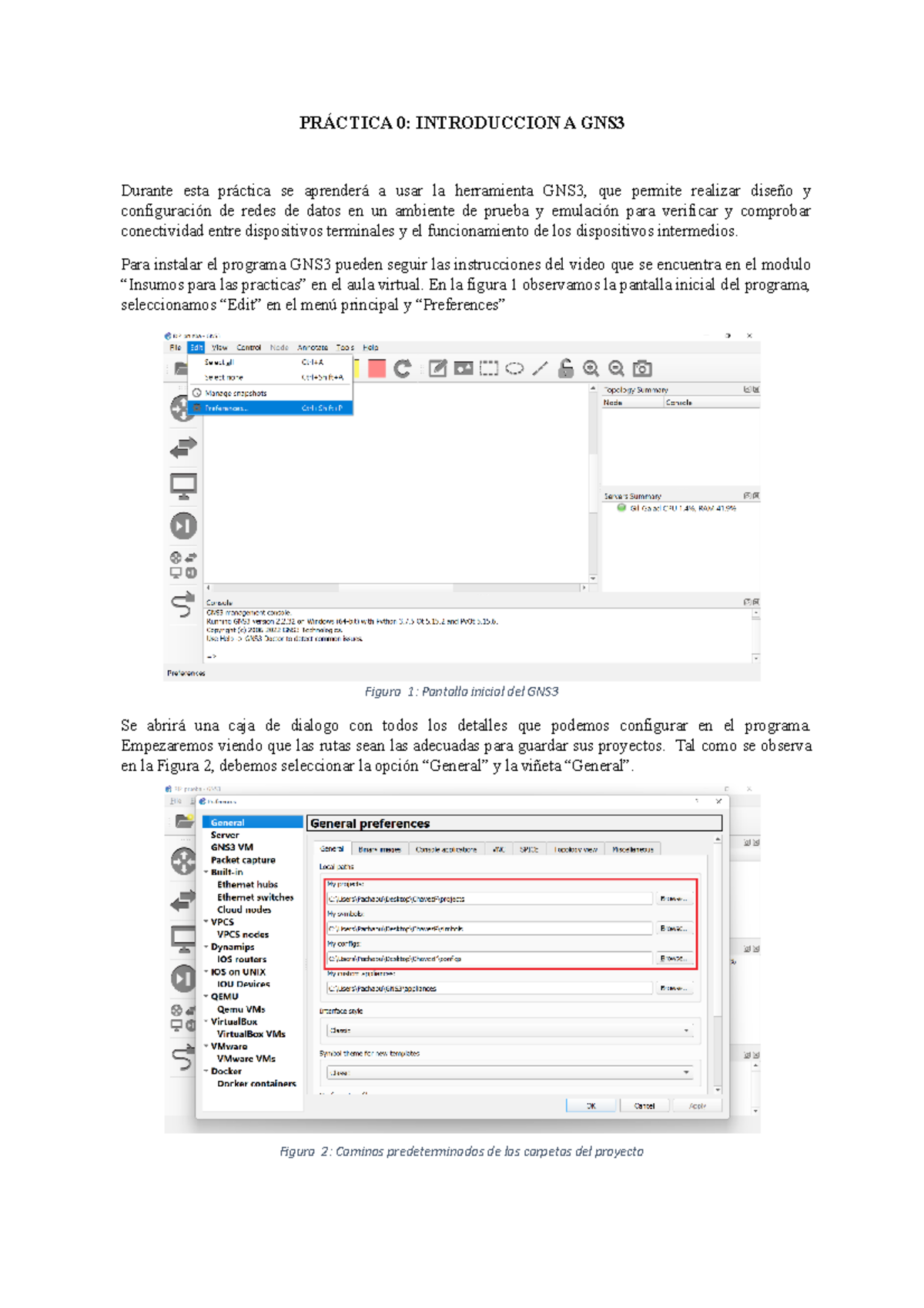 PR00 Introduccion GNS 3 - PRÁCTICA 0: INTRODUCCION A GNS Durante esta ...