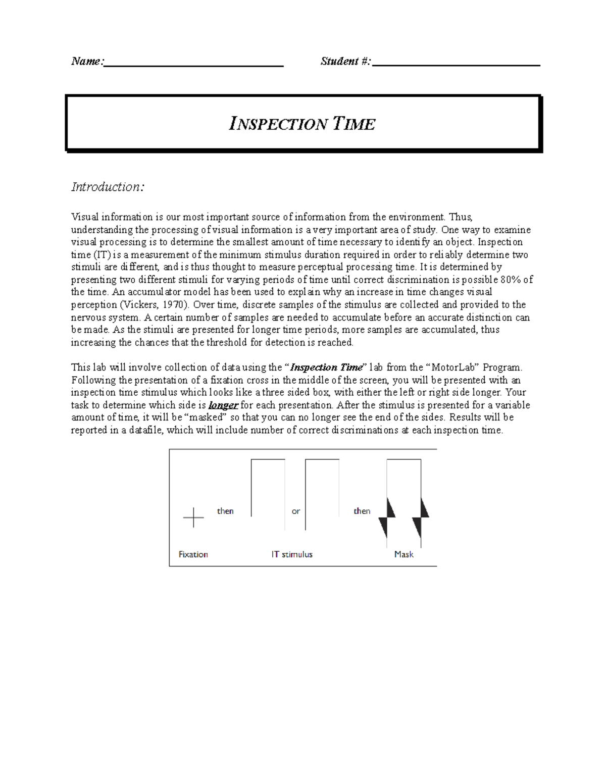 Inspection Time - Lab Activity - Name: Student #: INSPECTION TIME ...