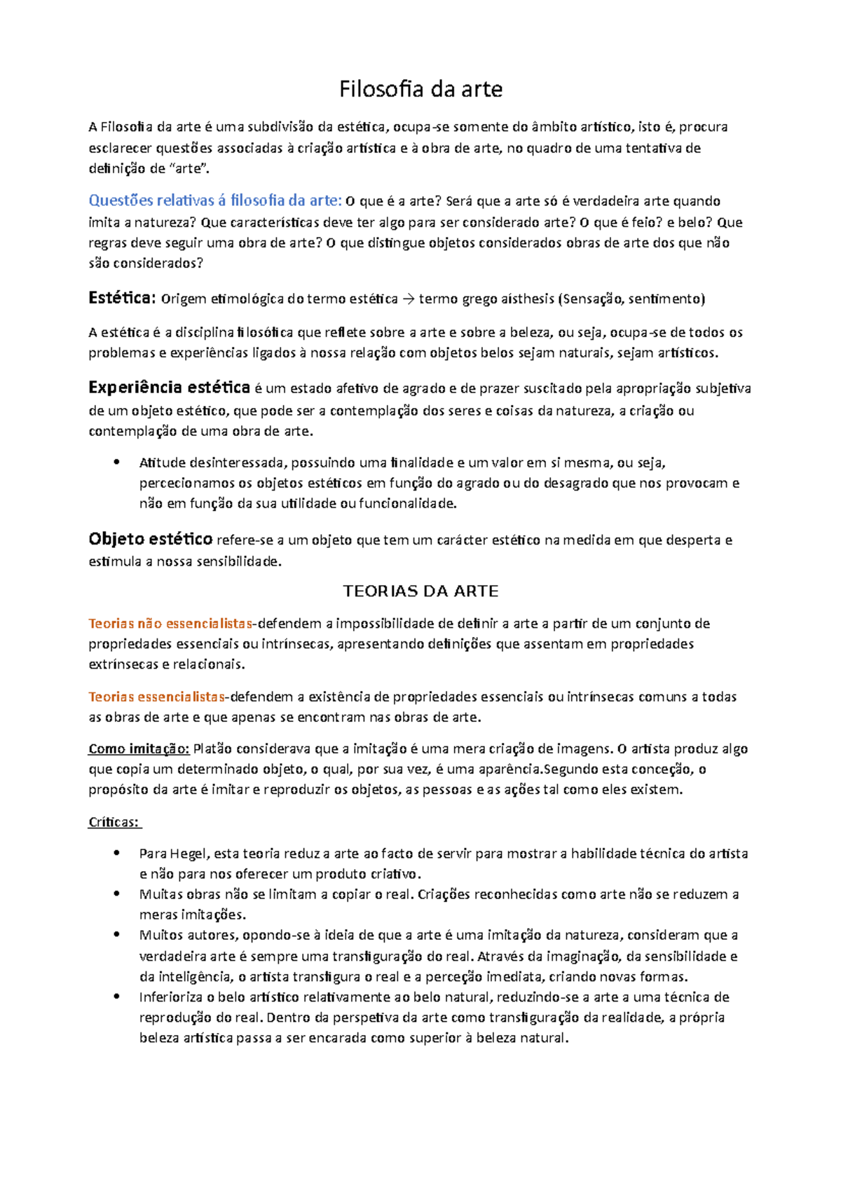 Filosofia da arte - Questões relativas á filosofia da arte: O que é a ...