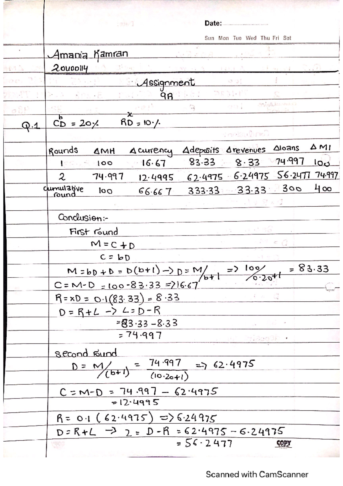 Eco Assignment 9A-Amania Kamran - mathematical economics - Studocu