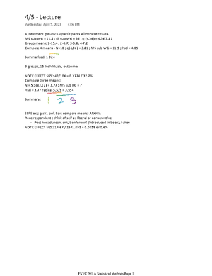 329 - Lecture - Strategy 1. Check sample sizes Equal or nearly? If yes ...