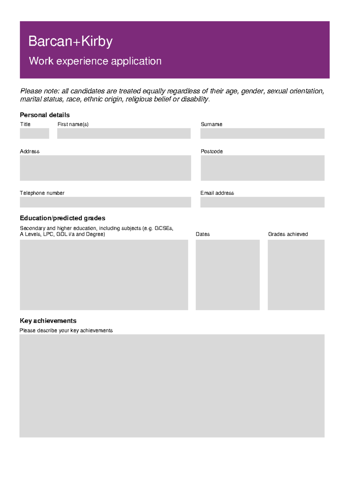 Work Experience Application Form 2023 - Work experience application ...
