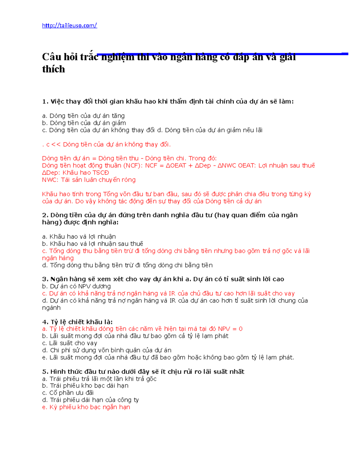 Cau hoi trac nghiem thi vao ngan hang co dap an va giai thich - Câu hỏi trắc nghiệm thi vào ngân ...