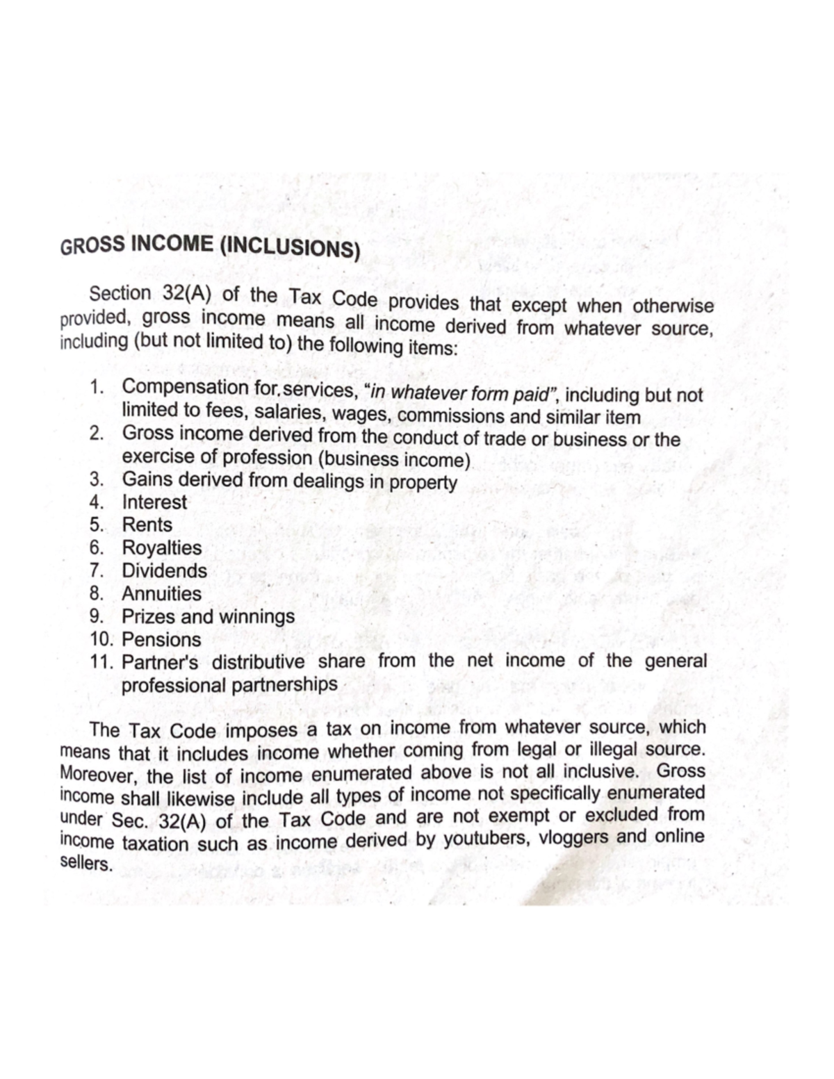Gross Income 1 Income Taxation - Bachelor of Science in Accountancy ...