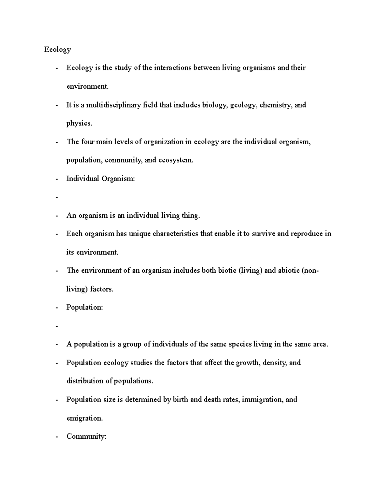 Ecology - It is a multidisciplinary field that includes biology ...