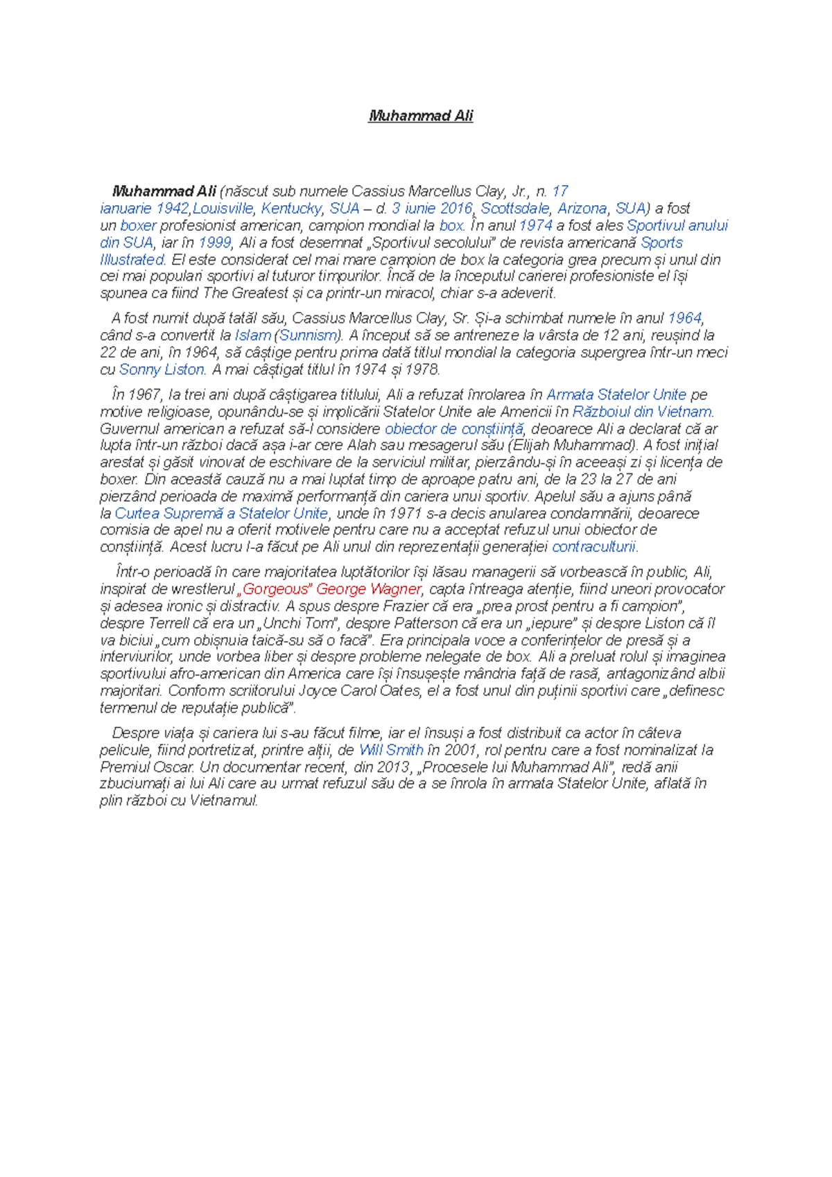 Muhammad Ali - A little essay - Muhammad Ali Muhammad Ali (născut sub ...